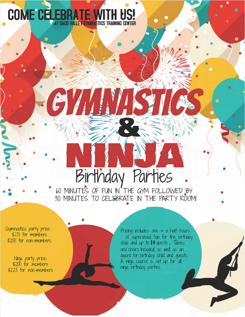 Birthday Parties – Saco Valley Gymnastics & Training Center – Training ...
